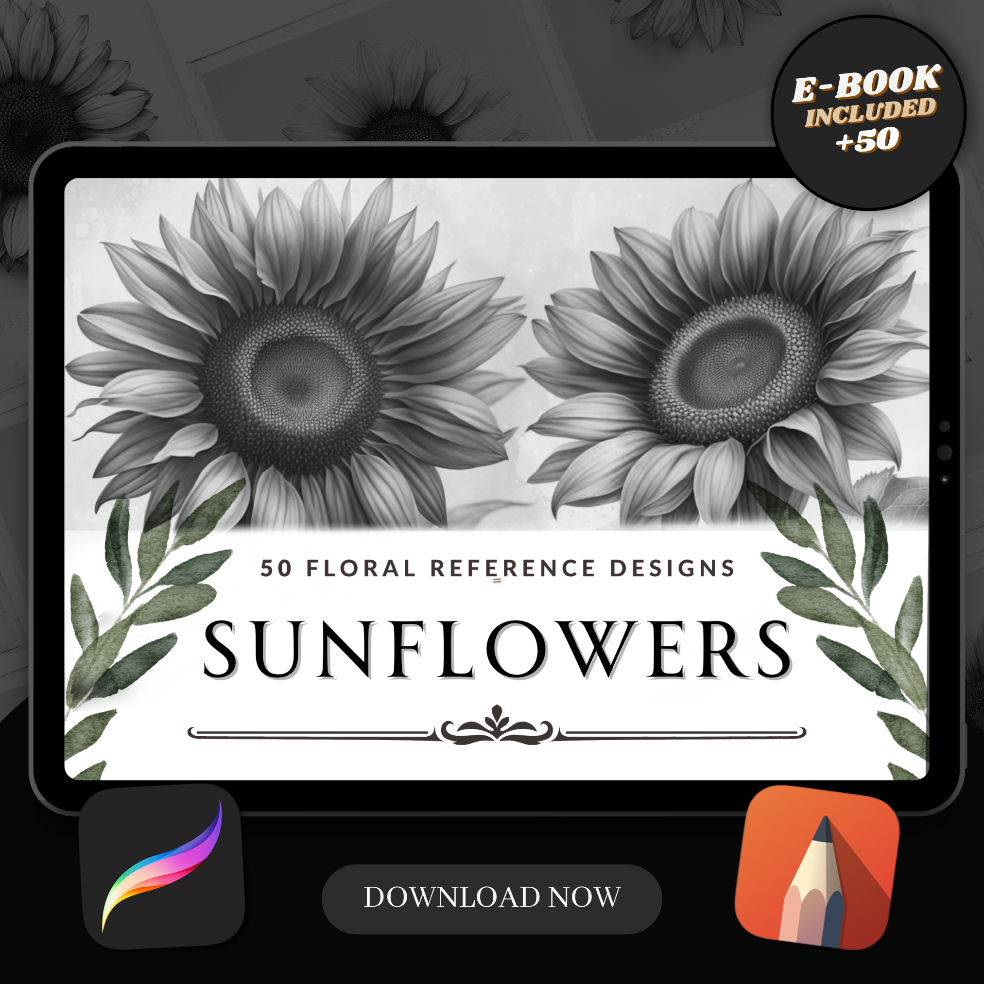 Sunflower Tattoo Reference Pack