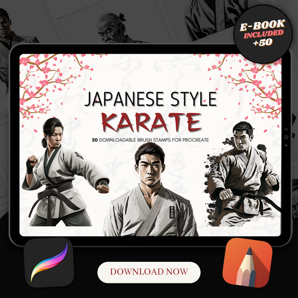 Japanese Karate Digital Reference Design Collection: 50 Procreate & Sk