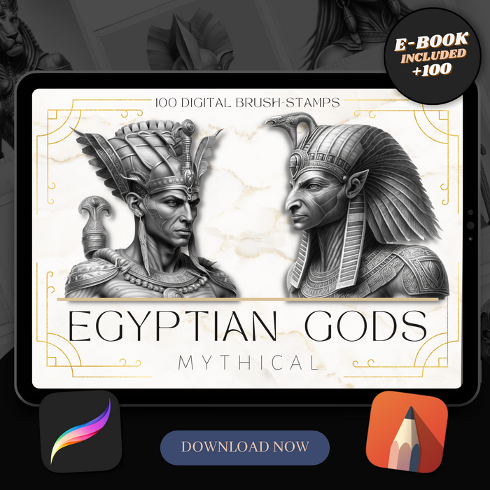 Egyptian Gods Digital Design Collection: 50 Procreate & Sketchbook Ima