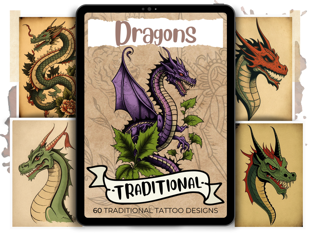 Dragons Traditional Tattoo Designs | PDF Reference Designs for Tattoos