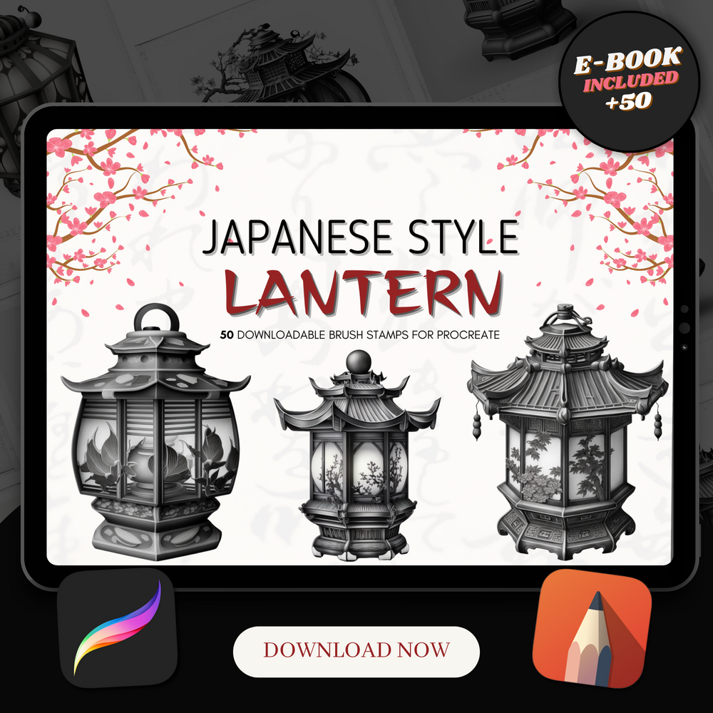 Japanese Lanterns Digital Reference Design Collection: 50 Procreate