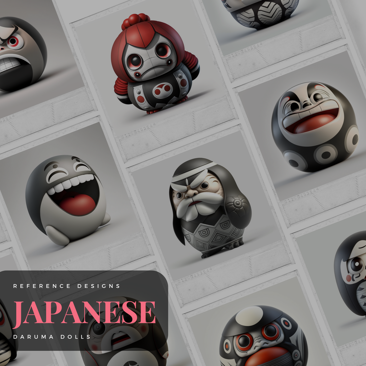 Daruma Dolls Digital Reference Design Collection: 50 Procreate & Sketc