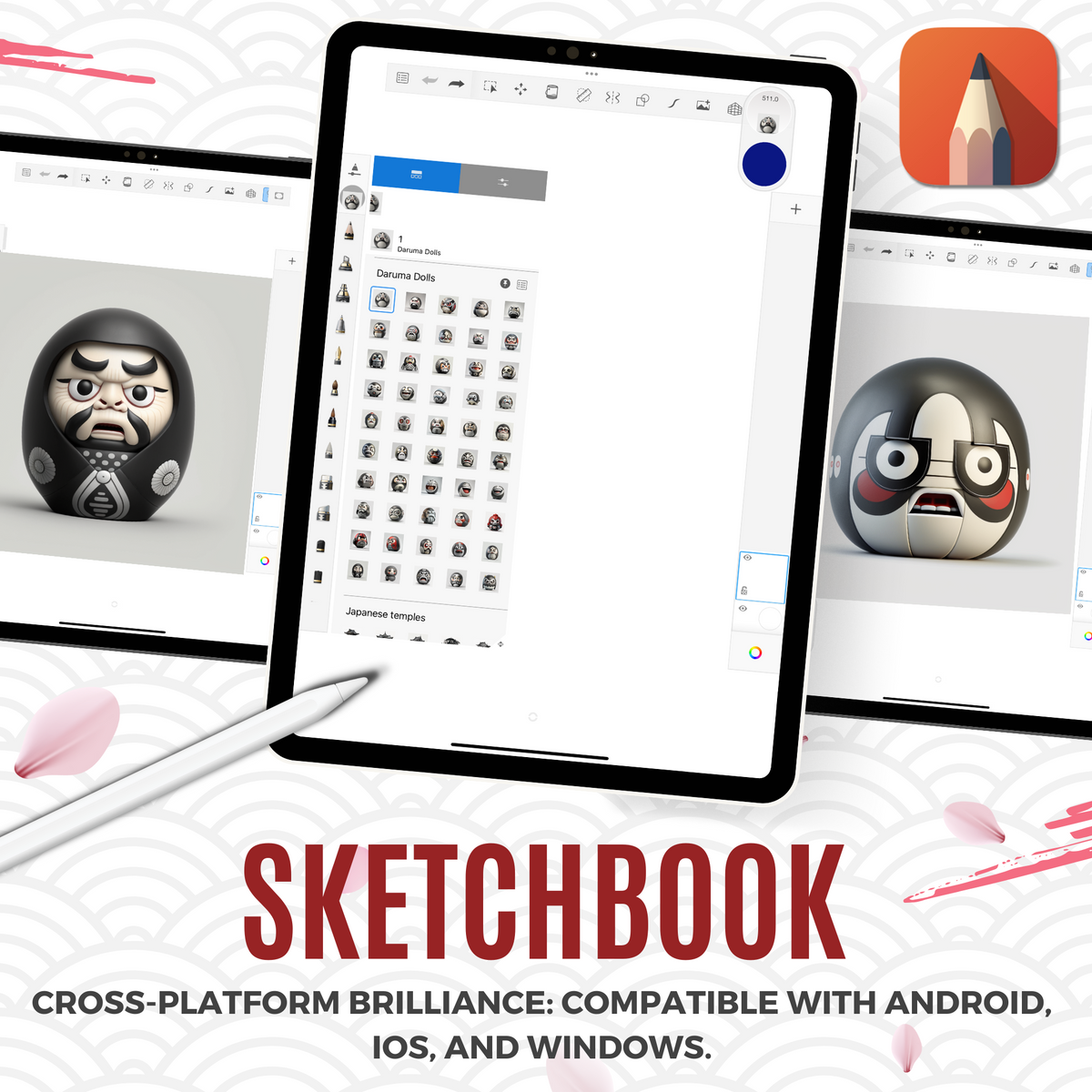 Daruma Dolls Digital Reference Design Collection: 50 Procreate & Sketc