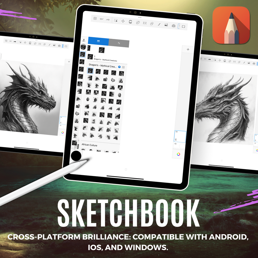 Dragons Digital Design Collection: 50 Procreate & Sketchbook Images