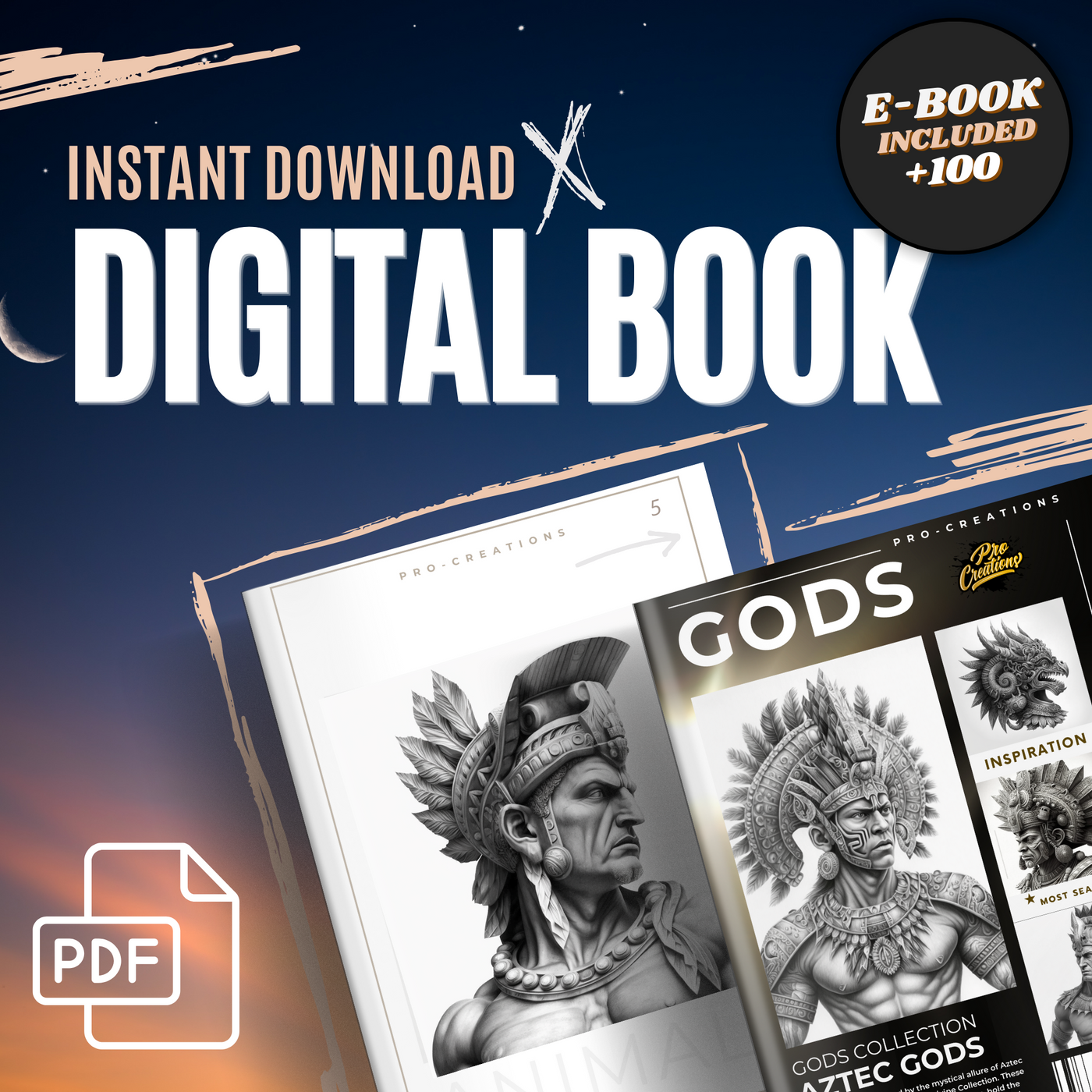 Aztec Gods Digital Design Collection: 50 Procreate & Sketchbook Images