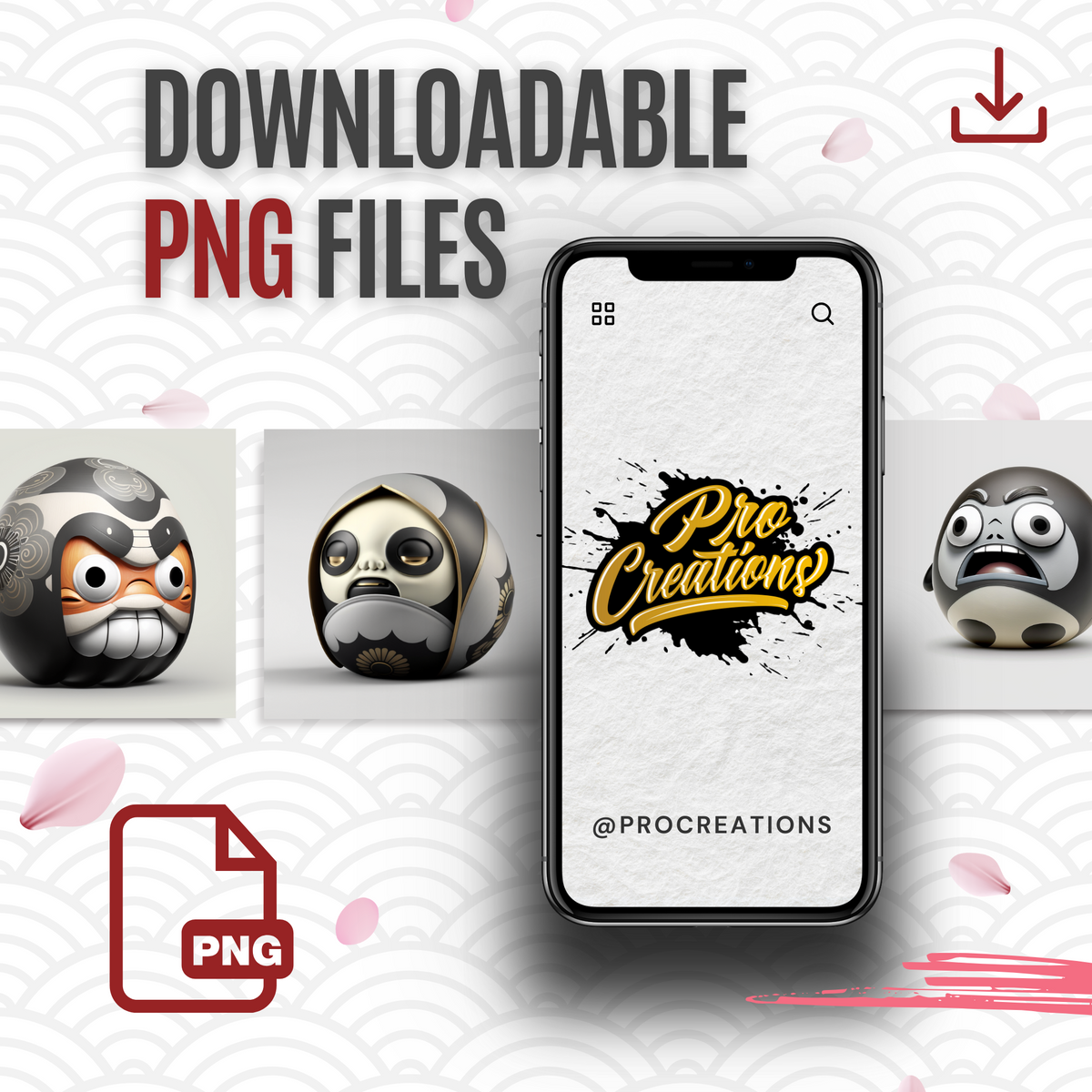 Daruma Dolls Digital Reference Design Collection: 50 Procreate & Sketc