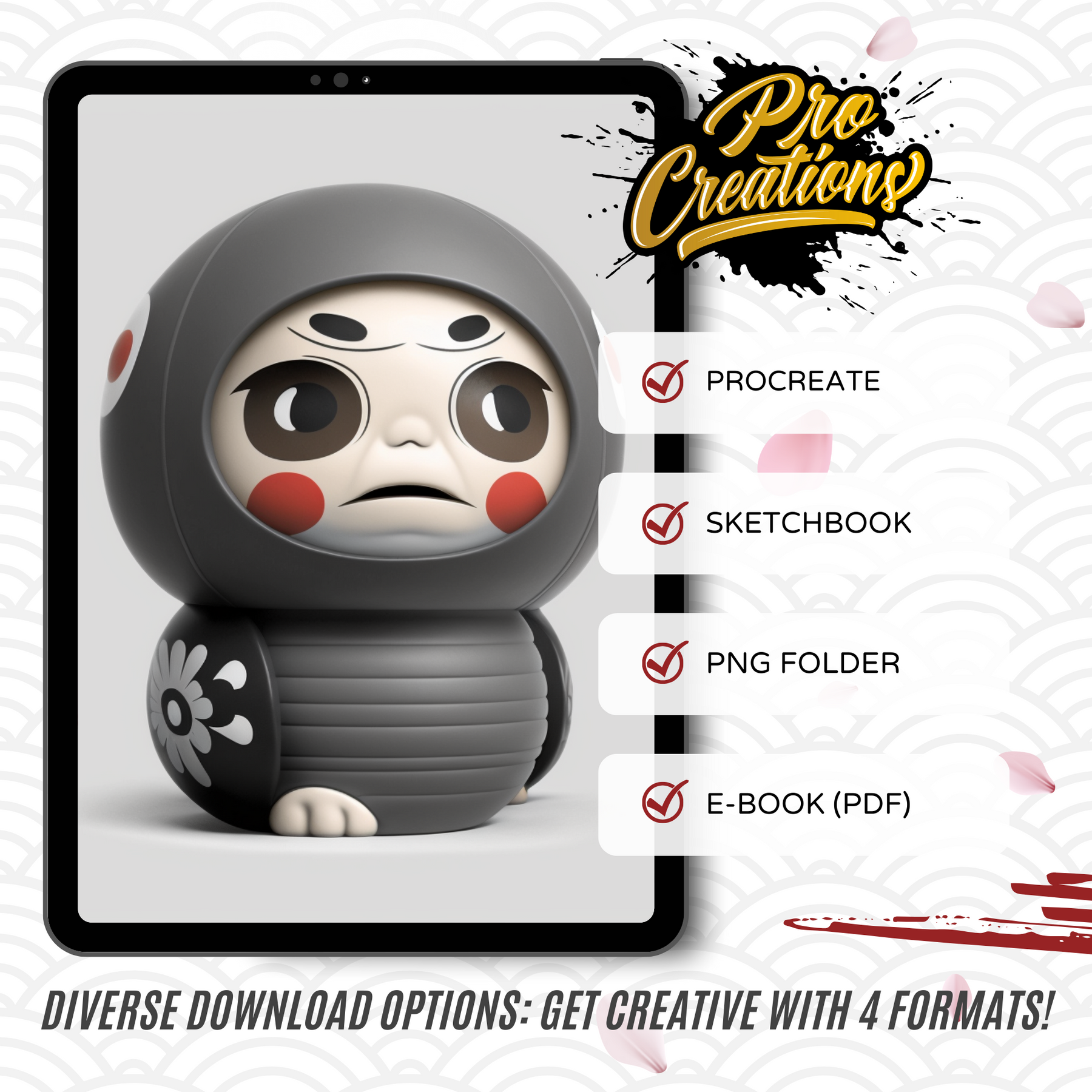 Daruma Dolls Digital Reference Design Collection: 50 Procreate & Sketc