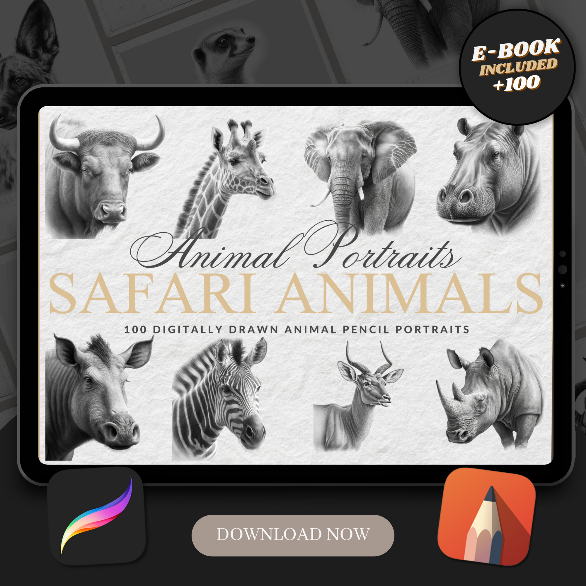 Safari Animals Tattoo Reference Pack