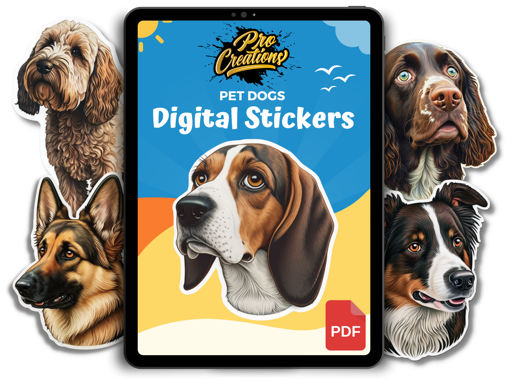 Pet Dogs Digital Downloadable Sticker Designs | PDF Reference Designs