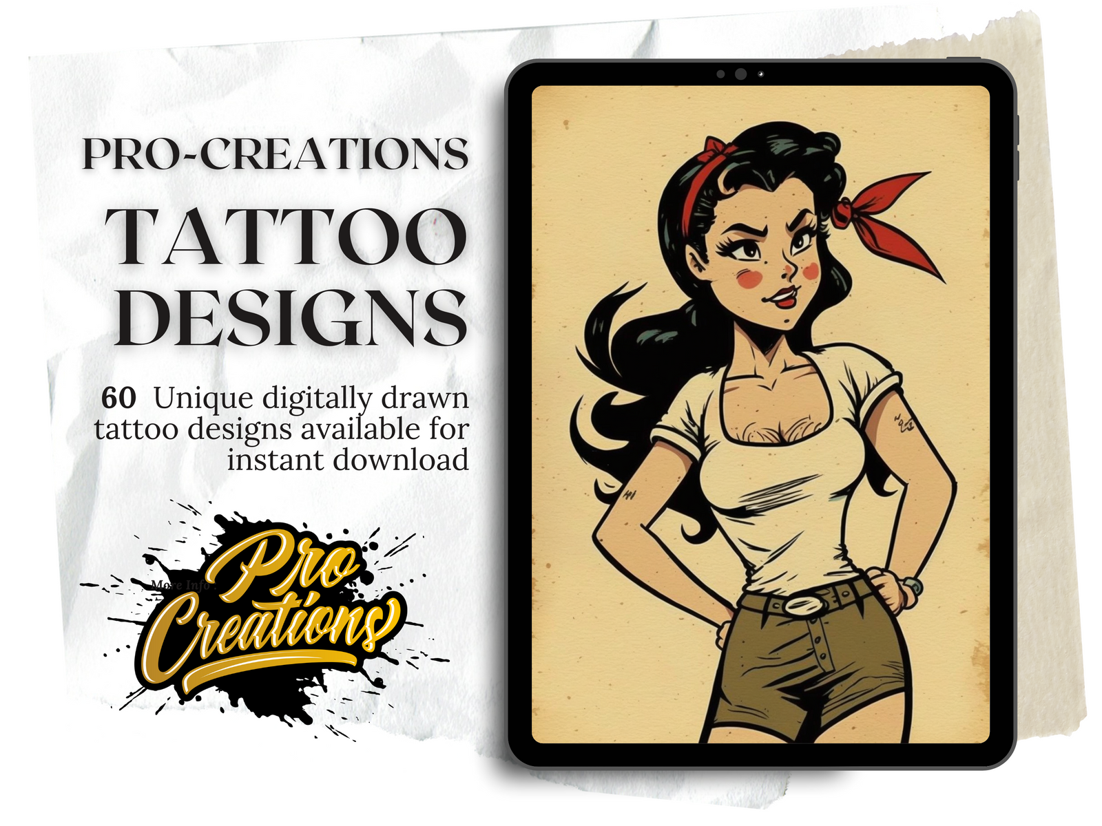 Pin-up Girls Traditional Tattoo Designs | PDF Reference Designs for Ta